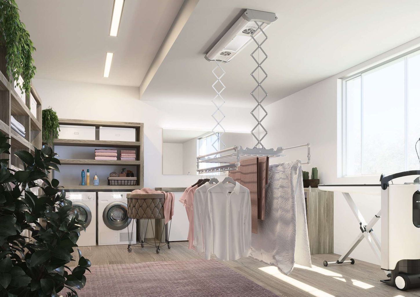 Remote-controlled ceiling clothes drying rack | homify
