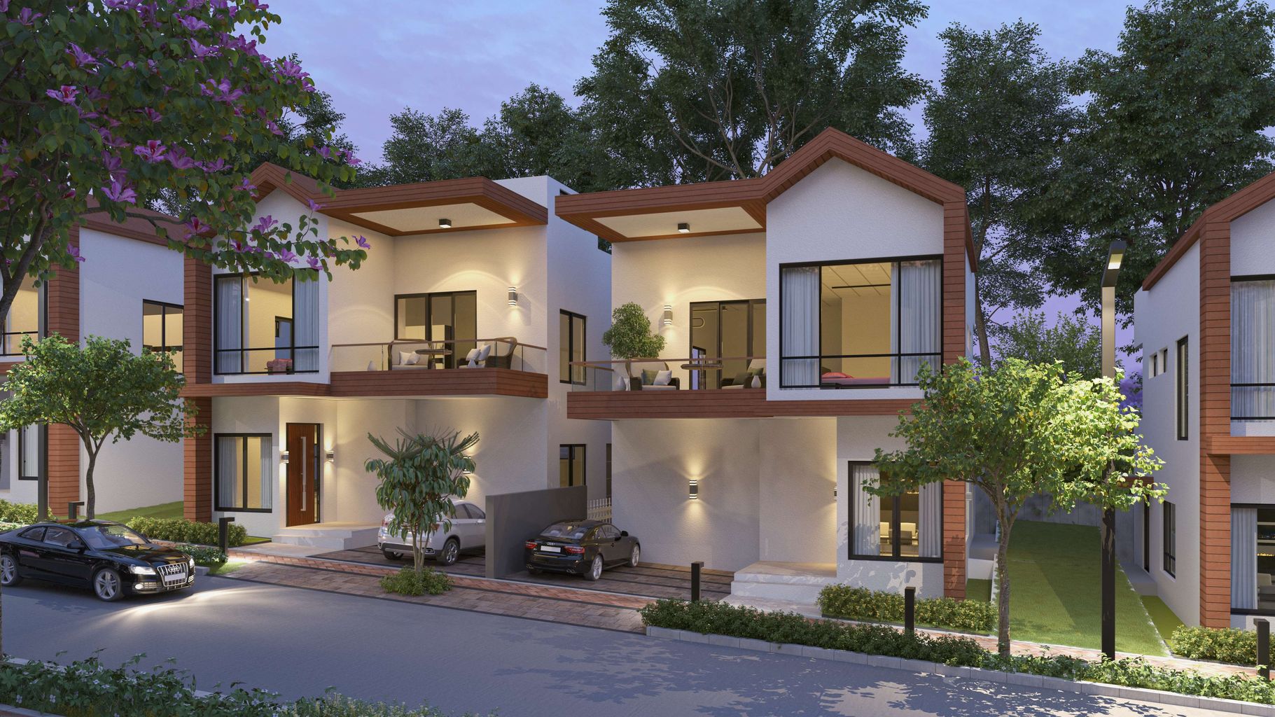3d exterior rendering of duplex house | homify