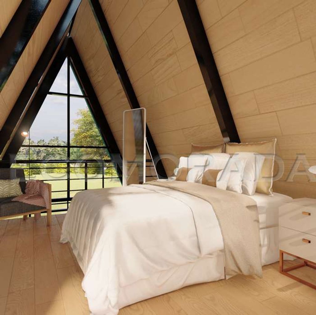 Chalé suíço a-frame 67 m² gonçalves – quarto e mezanino (alto padrão ...