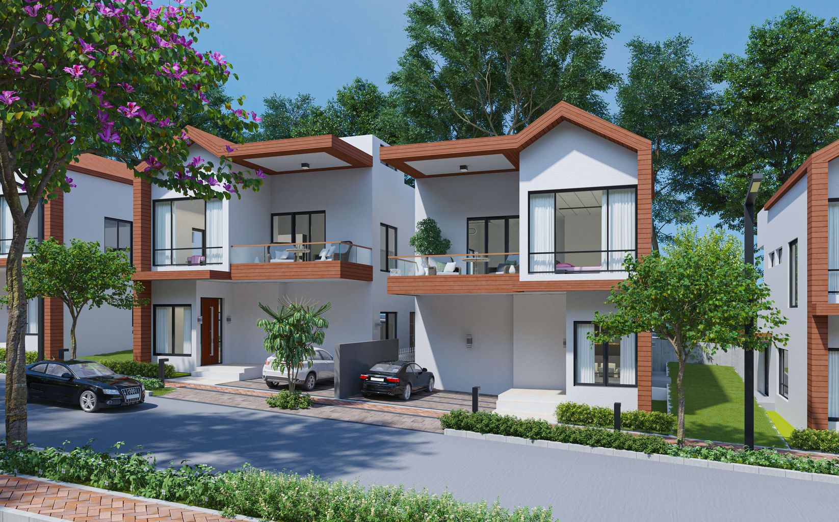 Eye-catching 3d exterior rendering of duplex house | homify