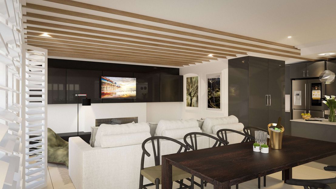 CONCEPTUAL 3D RENDERS FOR A LOUNGE DINING KITCHEN OPEN PLAN AREA IN ...