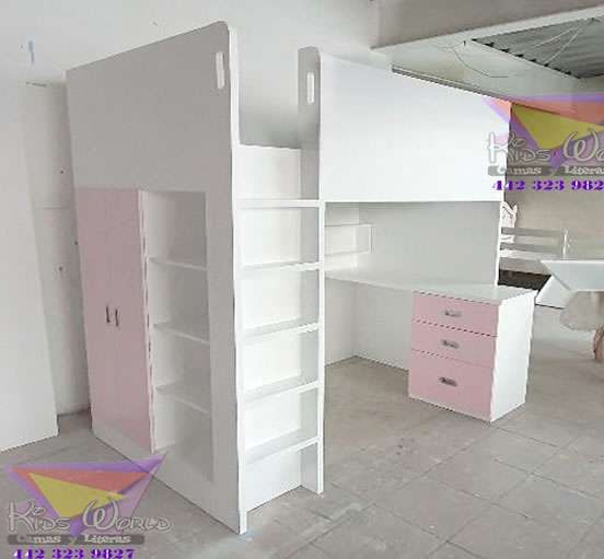 Espacio Tipo Loft Con Literas Cama Tipo Loft Con Escritorio, Litera