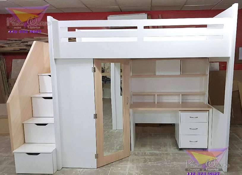 Literas Tipo Loft Para Adolescentes Litera De Madera 140x200cm Con